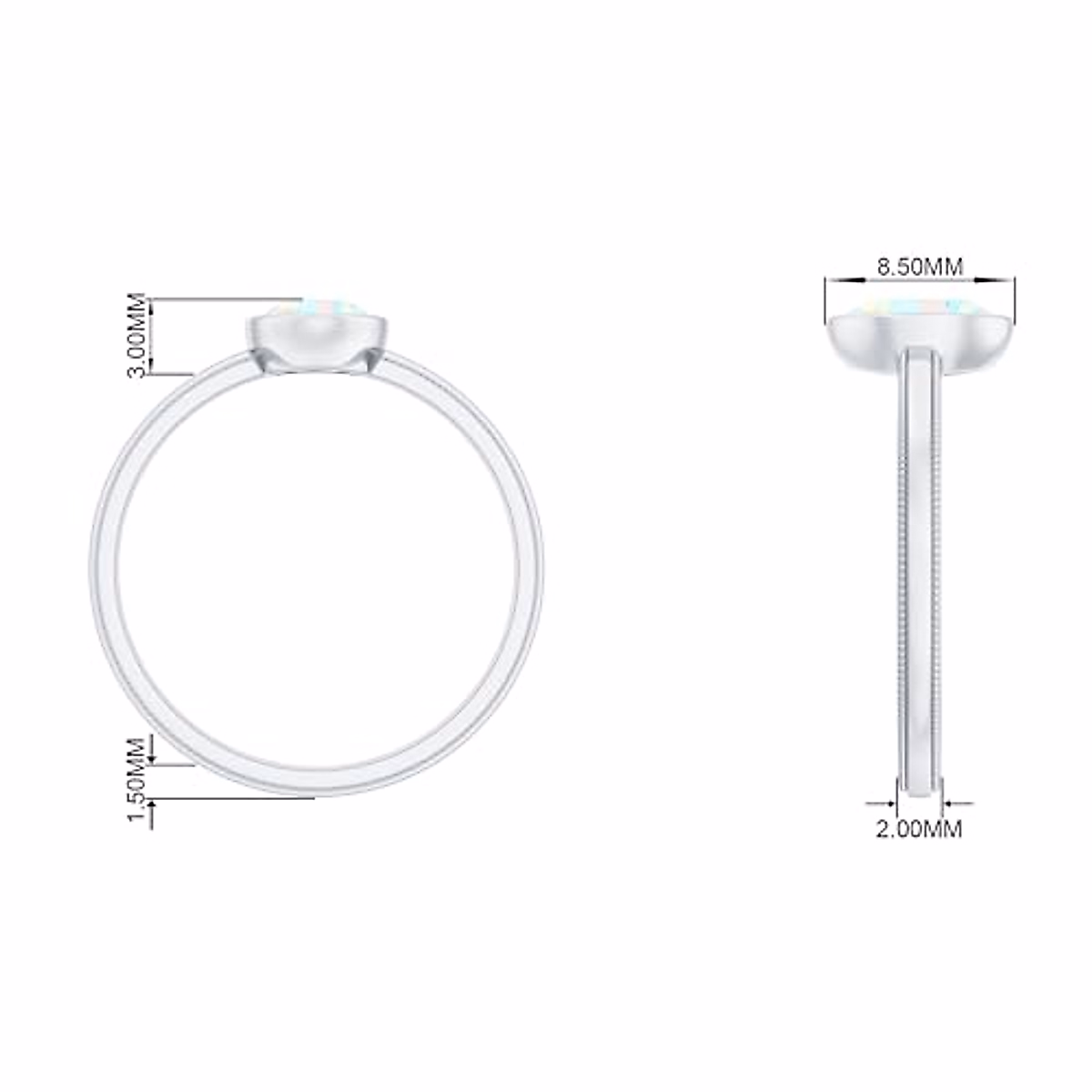 Certified Natural Opal 6X8mm Oval Engagement Ring, AAA Quality, Ethiopian Opal Solitaire Ring - With Jewelry Box, 14K White Gold, Size:US 6.50