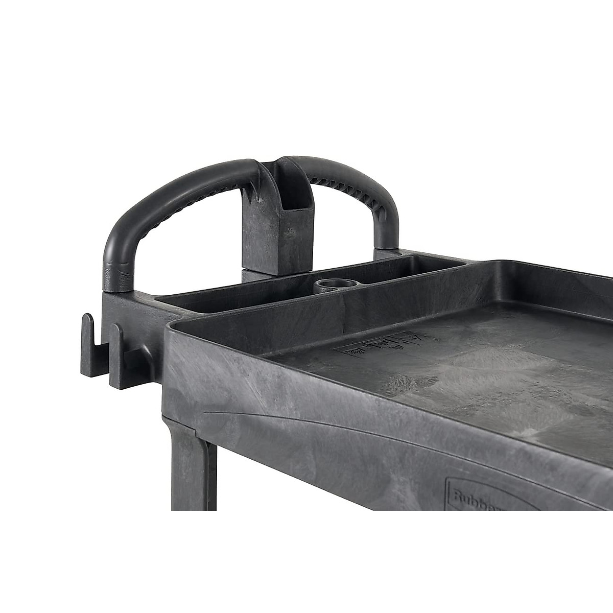 Rubbermaid Commercial Products 2-Shelf Utility/Service Cart, Medium, Lipped Shelves, Ergonomic Handle, 500 Lbs Capacity, for Warehouse/Garage/Cleaning/Manufacturing (FG452088BlA)