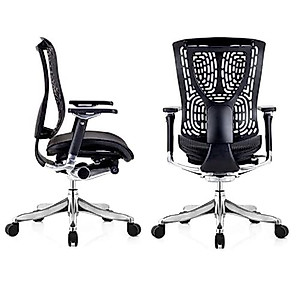 GM Seating Ergobilt High-Back Ergonomic Office Chair - Large Mesh Chair with Lumbar Support & Adjustable Armrest - Swivel Computer Desk Chair with Height Adjustable backrest - Aluminum Base – Black