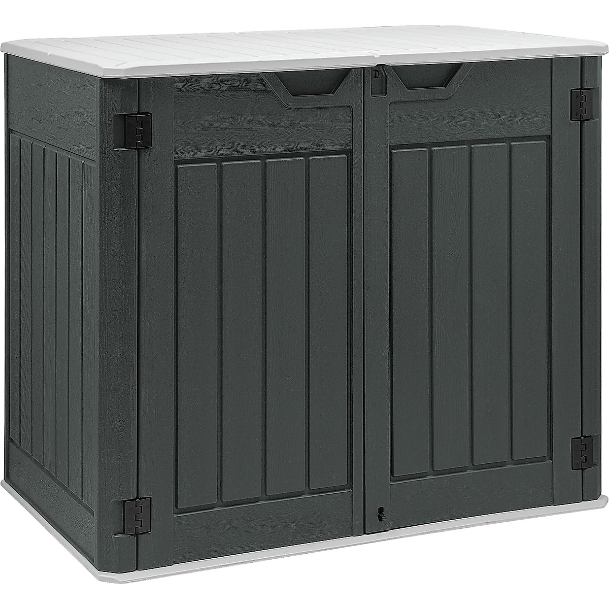 YITAHOME Outdoor Horizontal Storage Sheds w/o Shelf, Weather Resistant Resin Tool Shed, Multi-Open Door for Storage of Bikes, Trash Cans, Garden Tools, 39 cu ft, Waterproof, Lockable, Dark Gray