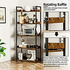 APPOLYN 5 Tier Bookshelf with 2 Hooks, Tall Bookcase, Modern Book Shelves Organizer, Bookshelves for Bedroom, Living Room and Home Office, Vintage