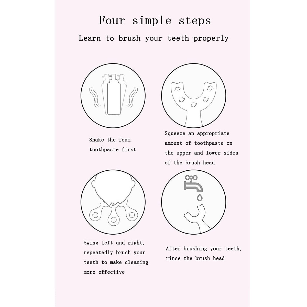 Winover 2 Pcs Kids U-Shaped Toothbrush, Food Grade Soft Silicone Brush Head, Does not Hurt The Gums, 360° Oral Cleaning Design (Age 2-6)