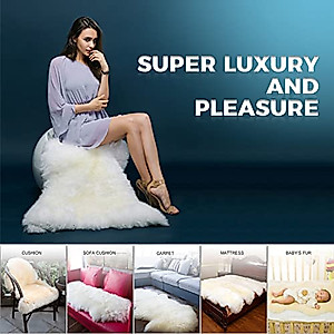 WL&ALLEN Large Sheepskin Rug Genuine Thick and Lush 3 Inch Pile，Luxury Australian Pelts |Large Sheepskin Wool Area Rugs (Large Single Pelt 2'6" x 3'7"，Light Brown)…