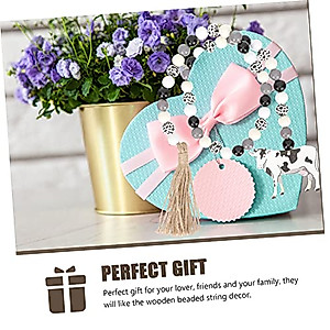 Artibetter 4pcs String Rope Wooden Beads Home Tassels Decor Rustic Garland Hanging Farmhouse Beads Delicate Wooden Beads Wooden Beads Garlands Decor for Home Country Style Spring Beads