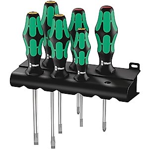 Wera - 5105650001 Kraftform Plus 334/6 Screwdriver Set with Rack and Lasertip, 6-Pieces