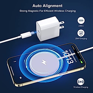 2 Pack Magnetic Wireless Charger, 15W Fast Wireless Charging Pad with MagSafe Charger for iPhone 15/14/Pro/Max/Plus/13 Series, AirPods 3/Pro 2/Pro with 20W USB C PD Adapter