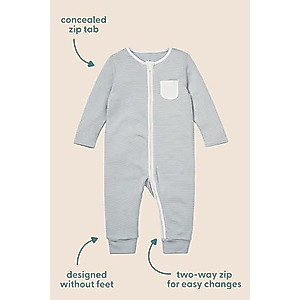 MORI Baby Unisex Clever Pajamas in Stardust with Two Way Zip - Comfort Footed Nightwear for Boys and Girls - Newborn