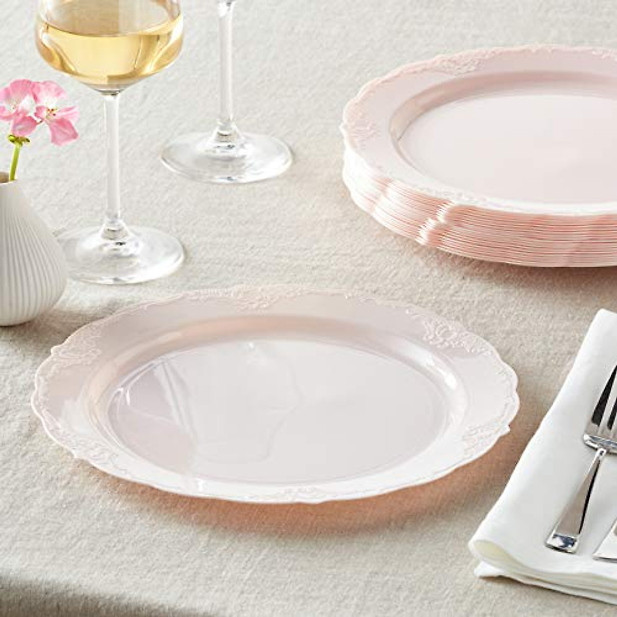 VINTAGE COLLECTION TABLEWARE, 10 Dinner Plates, Blush