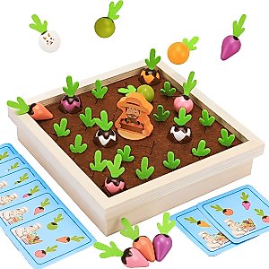 CAPT.GOOSE Vegetable Memory Game – Fun and Interactive Kids Wooden Toys-Learning Toys for 3 Year Olds – Carrot Matching Game for Boys and Girls –Educational Montessori Kids Games
