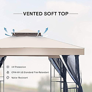 Grand patio 10x10 Ft Patio Gazebo with Mesh Netting Outdoor Canopy for Backyard, Garden, Pool-Side