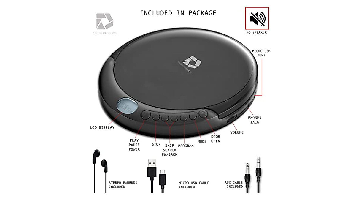 Deluxe Portable CD Player with Anti-Skip | Music & Audiobooks