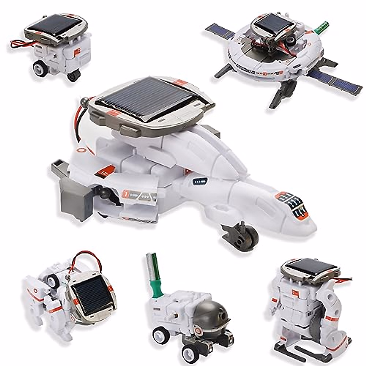 6-in-1 STEM Solar Robot Kit, Solar Robot Space Toys Building Science Kits, Educatoinal Learning Science Building Toys DIY Educational Science Kits Gift for Kids Ages 8-12(White)