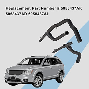 GXARTS New Upgraded Rubber Material Heater Hose assembly With Tee For Supply-Return Compatible with Dodge Journey 2.4VVT 2008-2020 Replaces 05058437A 5058437AK 05058437AD 05058437AI