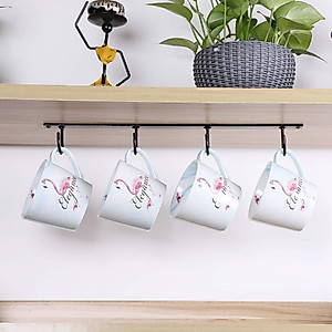 Fvstar 3pcs Mug Rack Under Cabinet,Mugs Holder Under Shelf,Coffee Mugs Hooks Under Cabinet,Coffee Cups Hanging Racks,Organizer Display Hooks for Mugs,Coffee Cups and Kitchen Utensils,Black