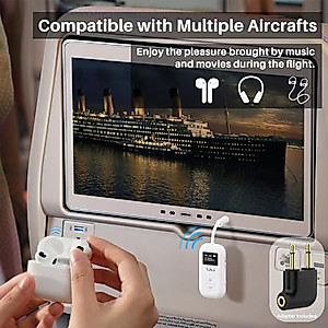 1Mii Bluetooth 5.2 Wireless Audio Transmitter Receiver for 2 Airpods Wireless Headphone, Audio Adapter with AptX Low Lantency OLED Display 3.5mm Plug on Airplane Gym TV PC iPad/Tablet Auto