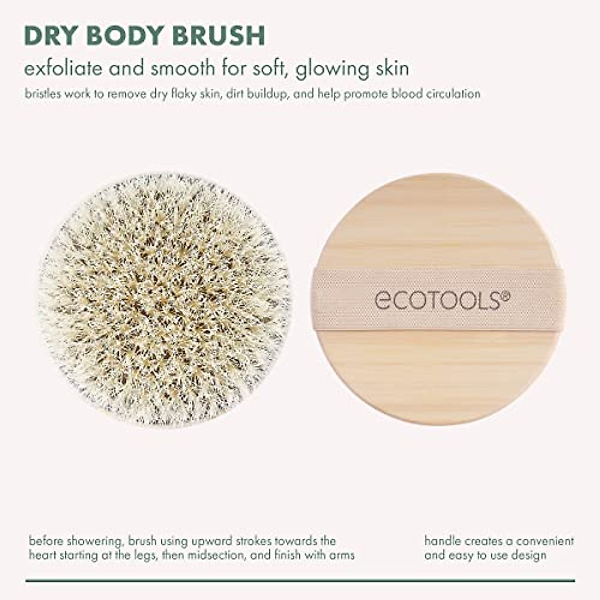 EcoTools Dry Body Brush, For Post Shower & Bath Skincare Routine, Removes Dirt & Promotes Blood Circulation, Helps Reduce Appearance of Cellulite, Eco-Friendly, Vegan & Cruelty-Free, 1 Count