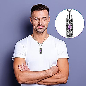 2 Pieces Crystal Cremation Urn Necklace for Ashes Cremation Urn Pendant Cremation Jewelry with Storage Bags for Human Stainless Steel Memorial Keepsake Pendant Charm Ashes Jewelry (Purple, Blue)