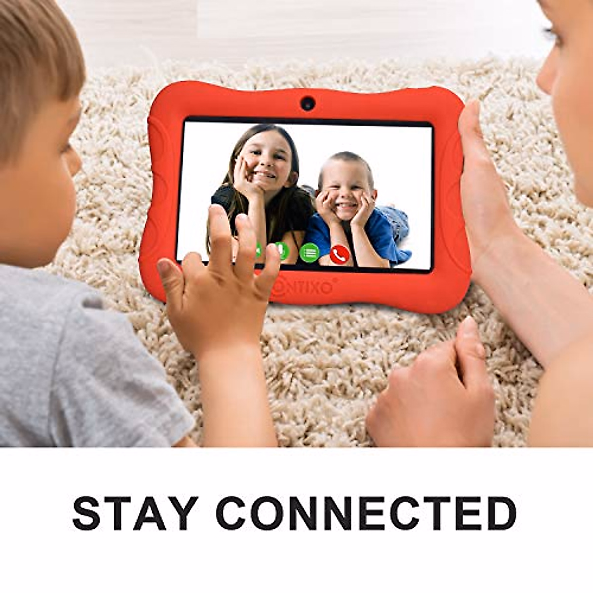 Contixo 7 Inch Kids Learning Tablet - Parental Control 32GB Android 11, for at Home School Children Infant Toddlers - Pre-Loaded Disney E-Books Apps, Child-Proof Case, Great Gift for Children (Red)