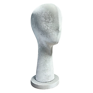 DE-LIANG Female Velvet Head Dress Form Mannequin Fully Pinnable Head for Hat Wig Jewelry Earring Scarves Display Clothing Fabric Head Model for Sale Silver Grey40cm