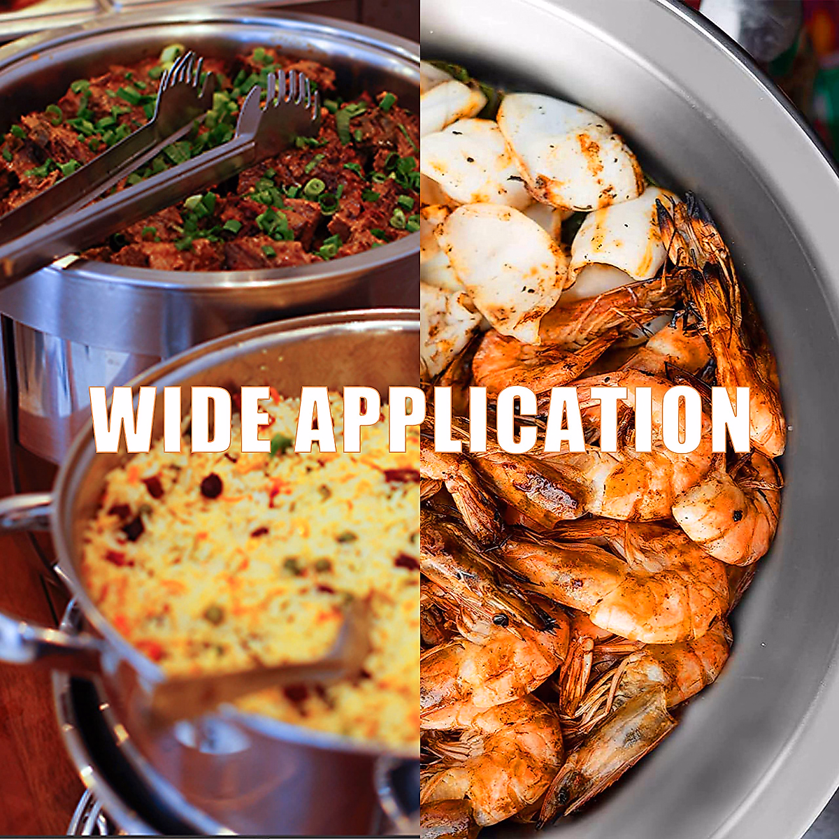 HORESTKIT Large 8QT Chafing Dish Buffet Set Stainless Steel Round Chafers and Buffet Warmers Set with Glass Viewing Lid and Big Lid Hook, Foldable Complete Food Warmer Set