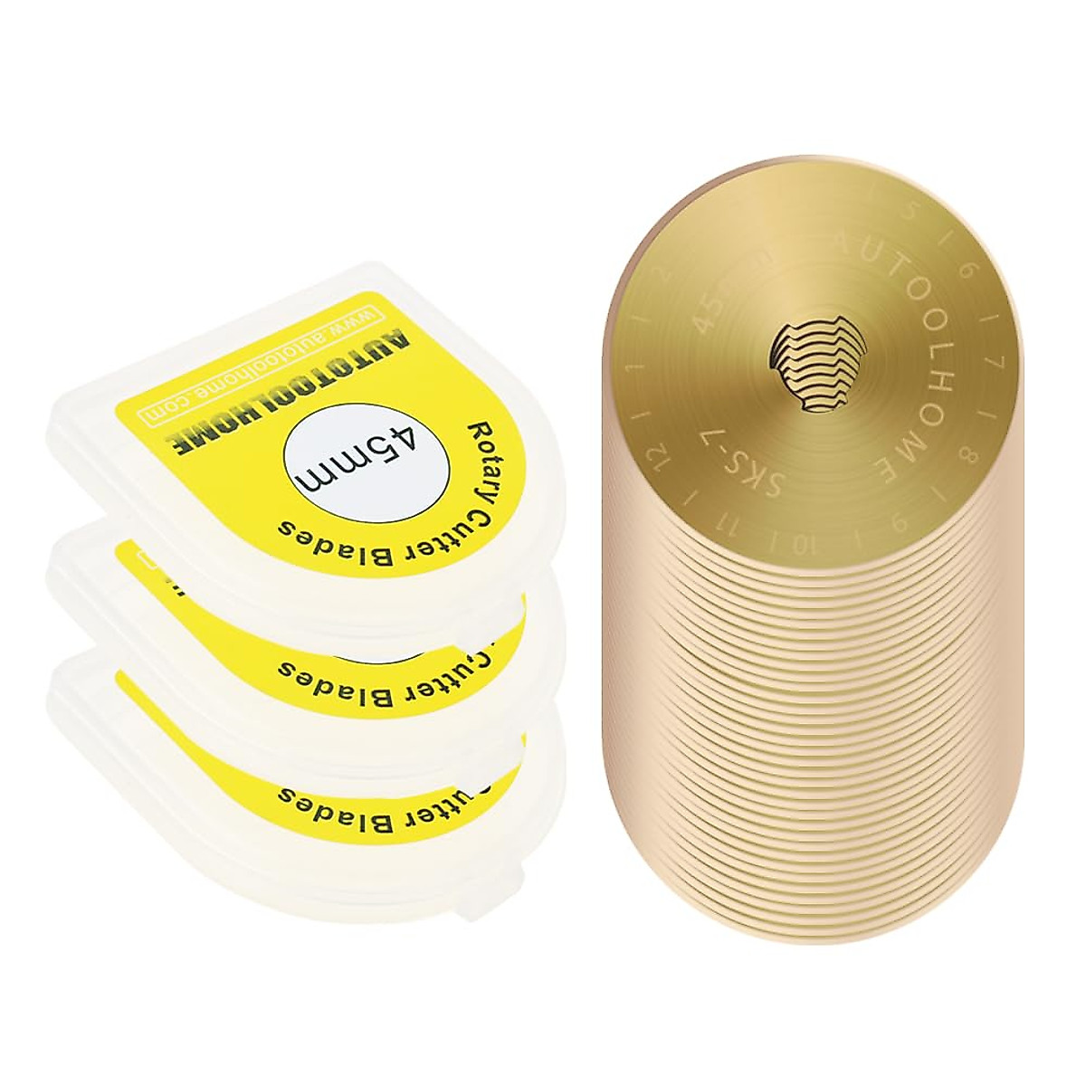 Titanium Coated 45mm Rotary Cutter Blades 50 Pack Replacement Rotary Blades for Fabric Paper Arts Crafts Quilting Scrapbooking Sewing, Sharp and Durable Wholesale