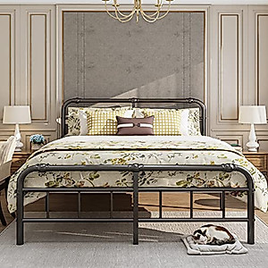 California King Bed Frame with Headboard and Footboard, 14 Inch Cal king Bedframe No Box Spring Needed Heavy duty Metal Platform, Premium Steel Slat Foundation with storage, Noise Free Iron-Art Bed