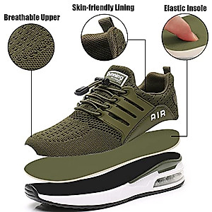 FINOTAR Men Running Shoes Lightweight Breathable Fashion Sneakers Air Mens Walking Shoes Tennis Jogging Gym Travel Outdoor Sports Shoes Green 6.5