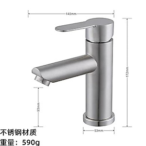 NUZEZCJG Kitchen Faucet Stainless Steel Hot and Cold Water Tap Washbasin Basin Faucets Bathroom Bathtub Accessories Set Sink Bath Mixer(Color:Silver)