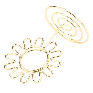 Cyrank 20pcs Table Number Holders, Mini Place Card Holders Sunflower Design Wire Photo Holder Small Size Table Card Holders Table Number Stands Picture Menu Clips for Wedding Anniversary Party(Gold)