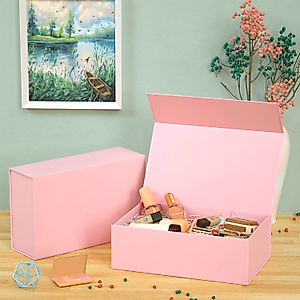 RYDDOY Pink Gift Box, 12x6x4'' Gift box for Presents with Lids Magnetic Closure Rectangle Collapsible for Bridesmaid Proposal Box, Wedding, Christmas, Halloween, Birthday Gift Packging