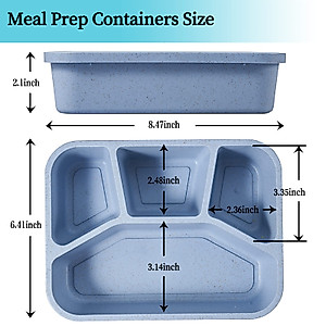 xhongz 4 Compartment Meal Prep Lunch Containers for Adults, 4 Pack Bento Lunch Box, Durable BPA Free Plastic Reusable Food Storage Containers with lid, Microwave/Dishwasher Safe