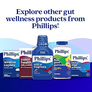 Phillips' Laxative Caplets, With Naturally Sourced Magnesium Supplement for Gentle Relief of Occasional Constipation, Cramp and Stimulant Free Laxatives, 100 Caplets