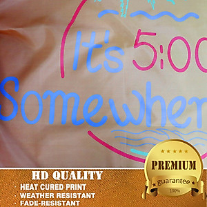 It's 5 O'Clock Somewhere Flag 3x5 Ft Sign Outdoor -Four Rows Stitching Fly End-Tropical Summer Holiday Five O'Clock Somewhere Novelty Party Parrot House Flag