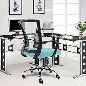 Modern Home Zuna Mid-Back Office Task Chair - Ergonomic Back Supporting Mesh Back Desk Chair (Black/Aqua)