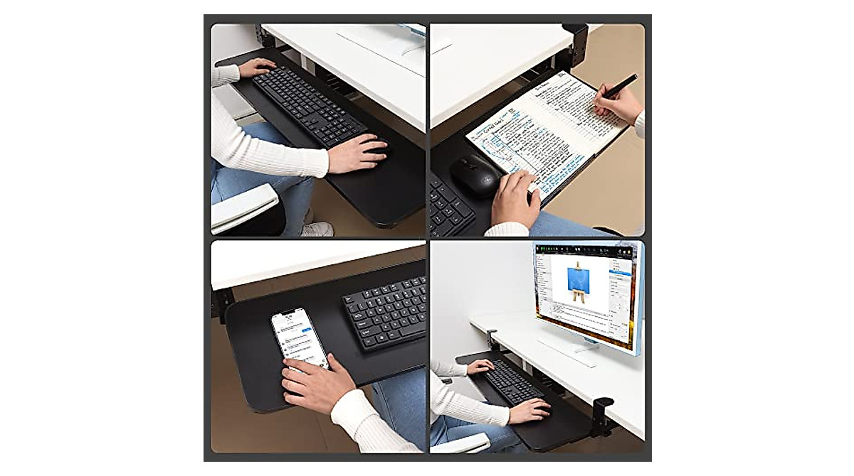 Kanrichu 36'' Extra Large Keyboard Tray, No Screw Long Adjustable ...