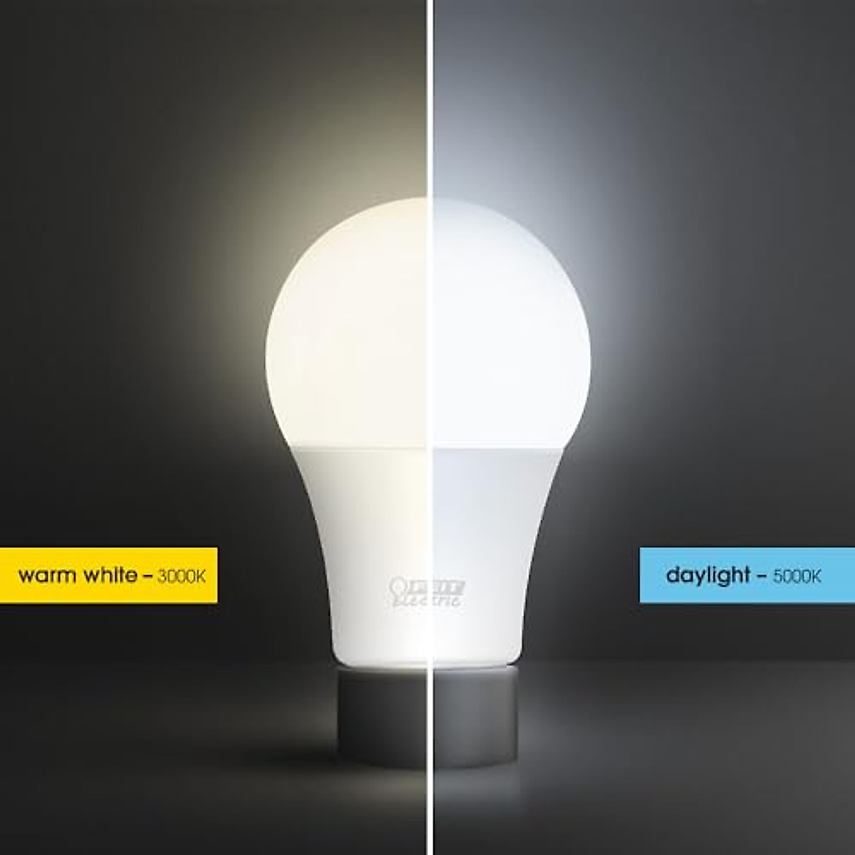 Feit Electric A19 LED Light Bulb, 75W Equivalent, Dimmable, 1100 Lumens, E26 Standard Base, 3000K Bright White, 90 CRI, Standard Light Bulb, Damp Rated, 22-Year Lifetime, OM75DM/930CA/2/6, 12 Pack