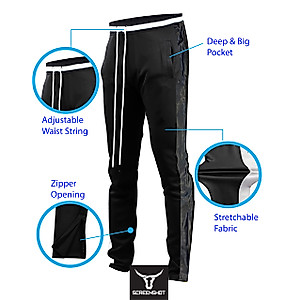 SCREENSHOT-S41700 Mens Hip Hop Premium Slim Fit Comfort Track Pants - Athletic Fitness Fashion Urban Lifestyle Streetwear Bottoms-Black/PU-Small