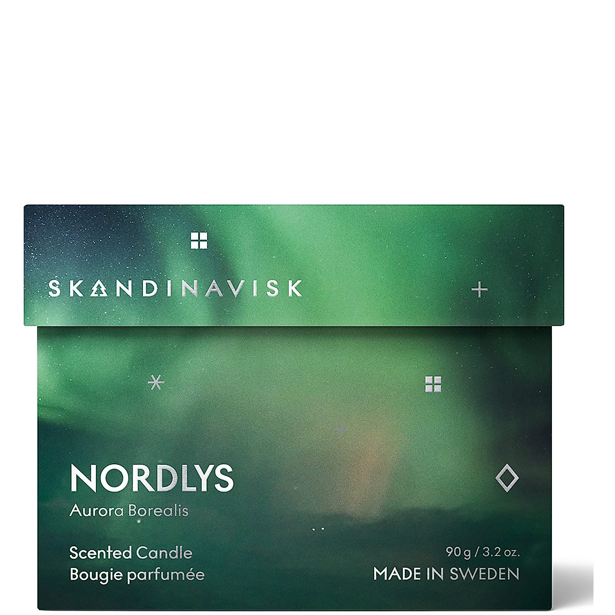 Skandinavisk NORDLYS 'Northern Lights' Scented Candle. Fragrance Notes: Arctic Intensity and Celestial Colour, a Singular Symphony for Senses. 3.17 oz.