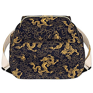 Vintage Dragon Mini Backpack Purse for Women, Chinese Style Dragon Leather Small Backpack Casual Travel Daypacks Shoulder Bag for Girls Teen