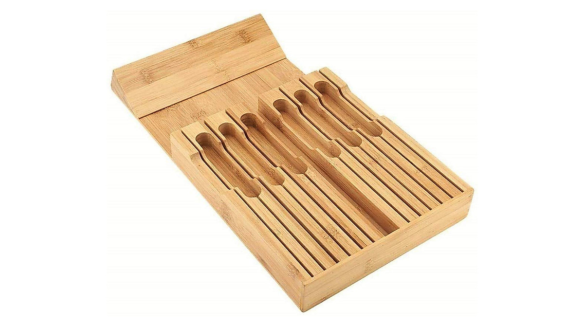 In-Drawer Bamboo Knife Block, Drawer Knife Set Storage Made from ...
