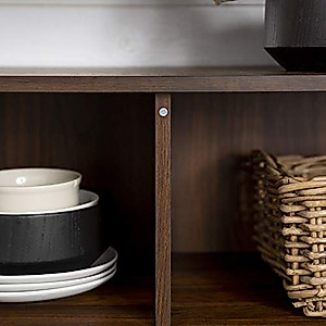 Walker Edison Tall Wood Universal TV Stand with Open Storage For TV's up to 58" Flat Screen Living Room Storage Entertainment Center, 52 Inch, Dark Walnut