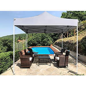 Devoko 10x10ft Patio Pop Up Canopy Tent Outdoor Portable Instant Folding Shelter Canopy Tent for Parties with Wheeled Carry Bag & Sand Bags(Grey)