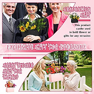 24 Pcs Flower Gift Bags Bouquet Paper Bags with Handle Waterproof Bouquet Gift Box Rectangle Flower Boxes for Arrangements Gift Wrap Bags for Birthday Wedding Holiday Party (Black, Pink)