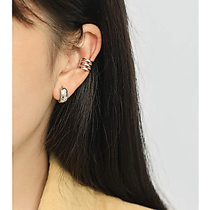 Chunky Wide Minimalist Small Hoop Earrrings for Women Cartilage S925 Sterling Silver Fashion Dainty Cuff Sleeper Simple Huggie Hoops Hypoallergenic Jewelry Gifts Bff Birthday Mom 10mm (silver)