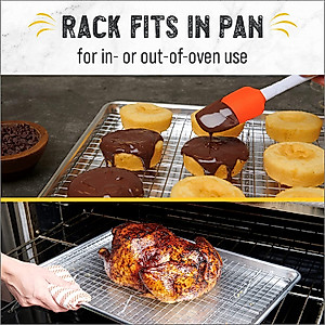 Checkered Chef Baking Sheet Set - Set of 2 Large 18" x 13" Stainless Steel Half Pans for Baking w/ Oven Safe Cooling Racks (2 Pack)
