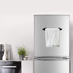 YYST Magnetic Towel Bar Towel Holder Towel Rack Towel Hook Hangerfor Refrigerator Or Steel Metal Surface - Black (Black, 1)