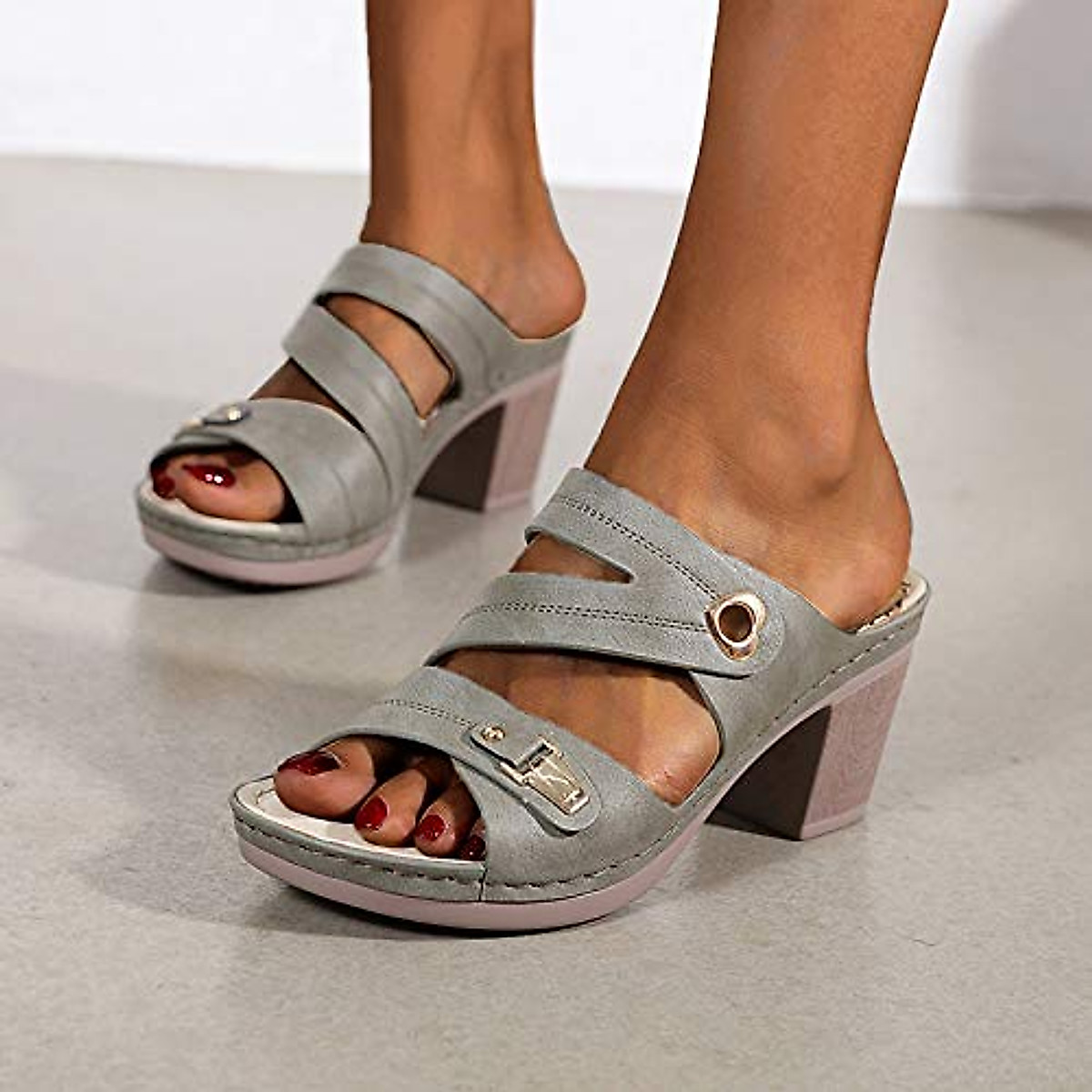 Summer Womens Sandals,Women's Casual Fashion Shoes Breathable High Heels Outdoor Casual Sandals Green