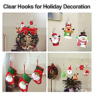 LOUXPERT Wall-Hooks Adhesive-Hooks for Hanging - 11 lbs 8-Hooks, Clear Sticky-Hooks, Stainless Steel Wall Hanger, Wall Hooks for Hanging, Bathroom Hanging Hooks (Clear)