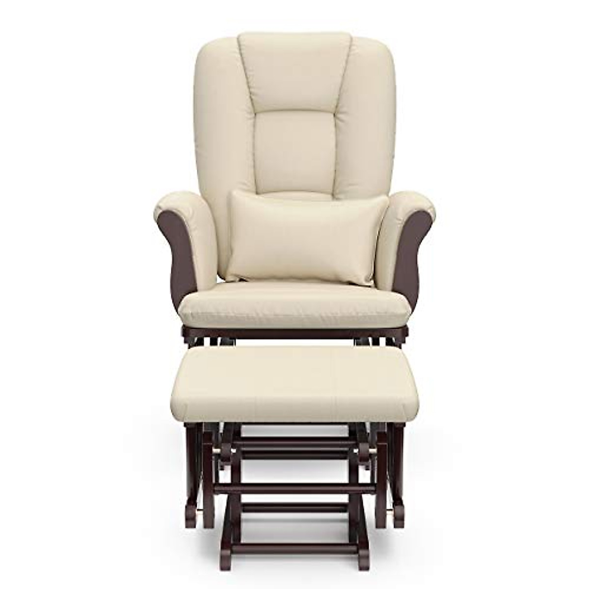 Storkcraft Tuscany Custom Glider and Ottoman with Free Lumbar Pillow, Espresso/Beige