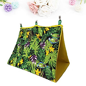 UKCOCO Bird Nest Summer Habitat Tropical Rainforest Printed Parrot Hut House Hanging Hammock Parrot Nest Swing Tent Bed Cave Cage